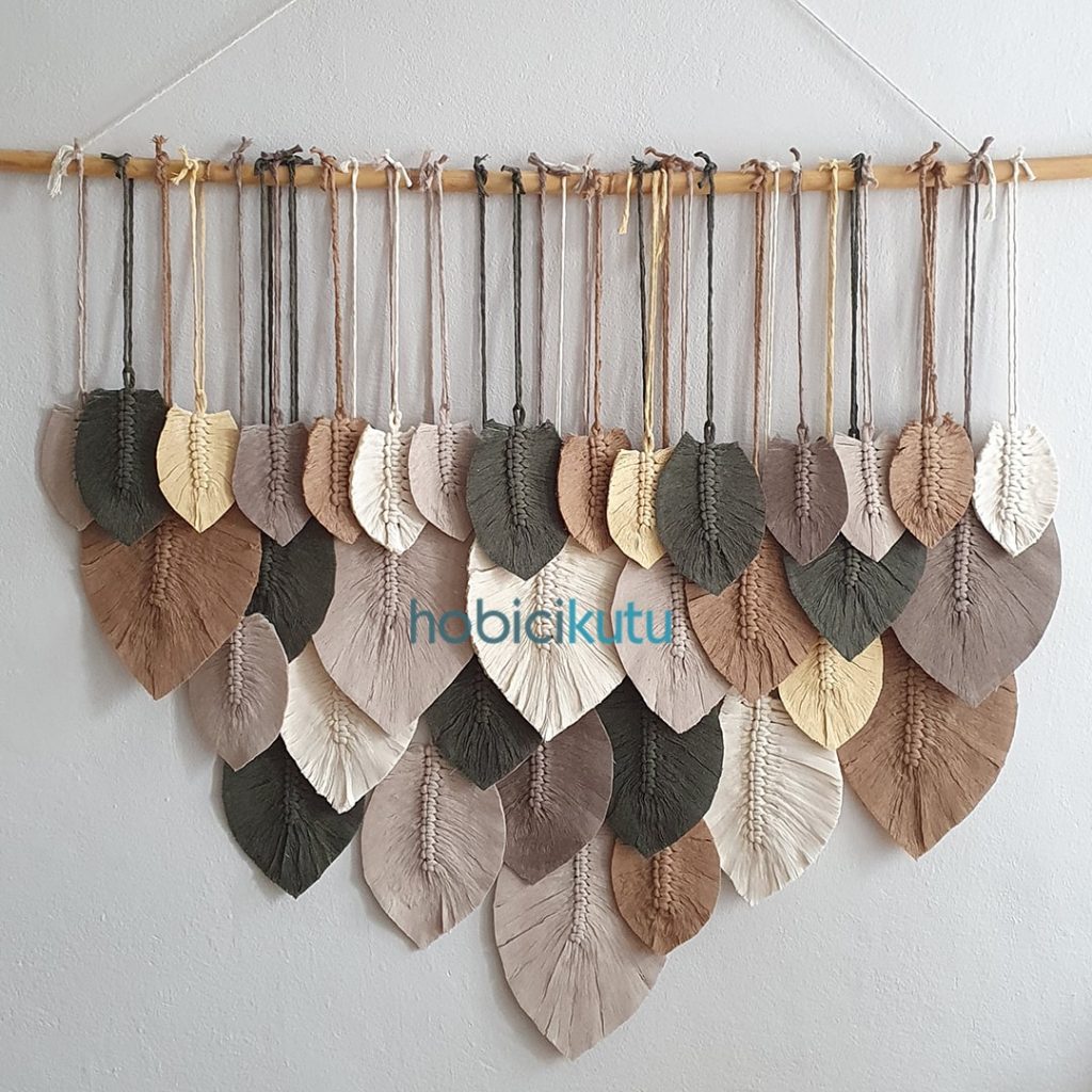 Daba Makrome Yapraklı Duvar Süsü - Hobici Kutu